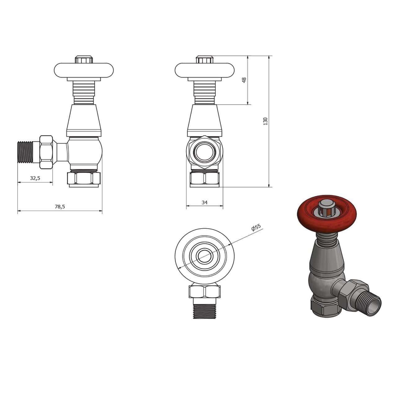 Thermostatic Chelsea Round Chrome Corner Radiator Valve (Pair) – FNX ...